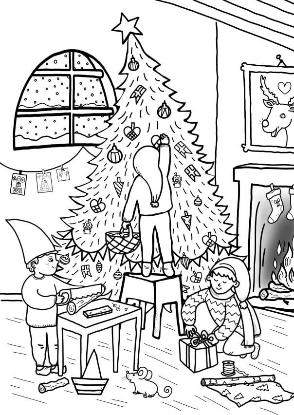 Juletegninger til gratis print - Kriblekongen juletegning jul gratis print